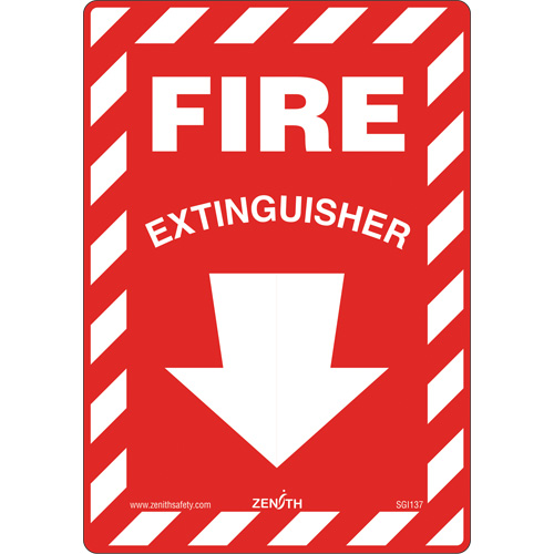 Zenith Safety Products Fire Extinguisher Safety Sign, 10" x 7", Vinyl ...