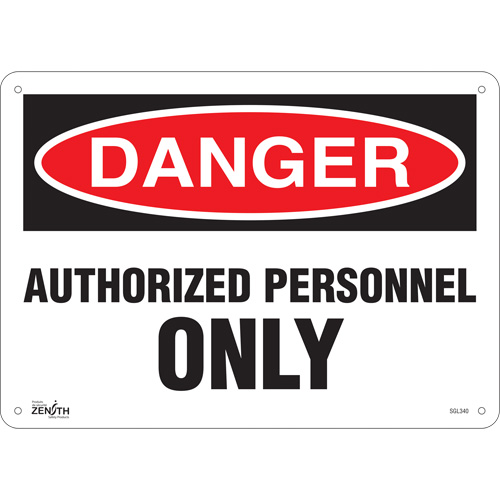 Zenith Safety Products "Authorized Personnel Only" Sign, 10" x 14 ...