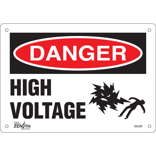Zenith Safety Products "High Voltage" Sign, 7" x 10", Plastic, English ...