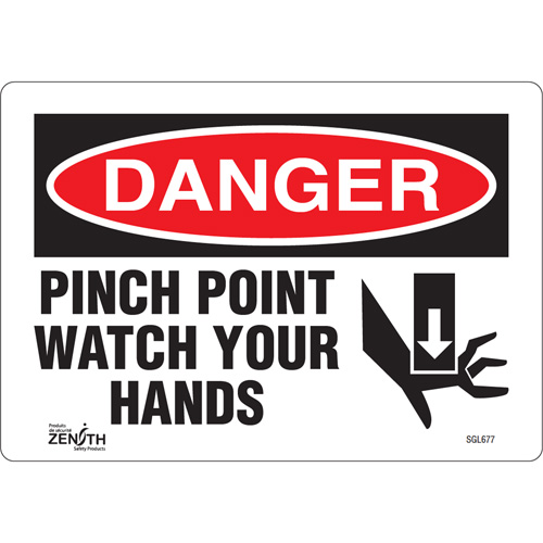 Zenith Safety Products "Pinch Point" Sign, 7" x 10", Vinyl, English ...