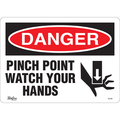 Zenith Safety Products "Pinch Point" Sign, 10" x 14", Vinyl, English ...