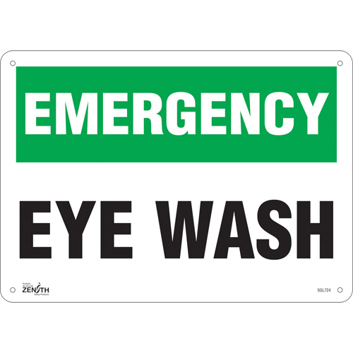 Zenith Safety Products "Eye Wash" Sign, 10" x 14", Aluminum, English ...
