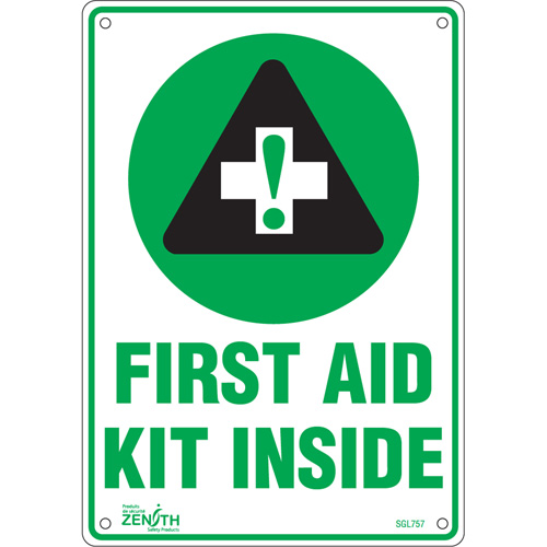 Zenith Safety Products "First Aid Kit" Sign, 10" x 7", Aluminum ...