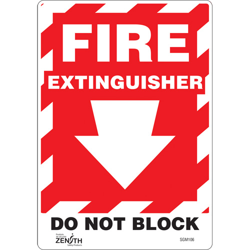Zenith Safety Products "Fire Extinguisher Do Not Block" with Down Arrow ...