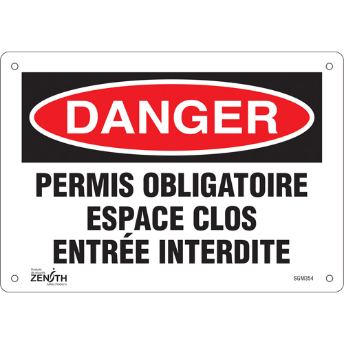 Zenith Safety Products "Espace Clos Entrée Interdite" Sign, 7" x 10 ...