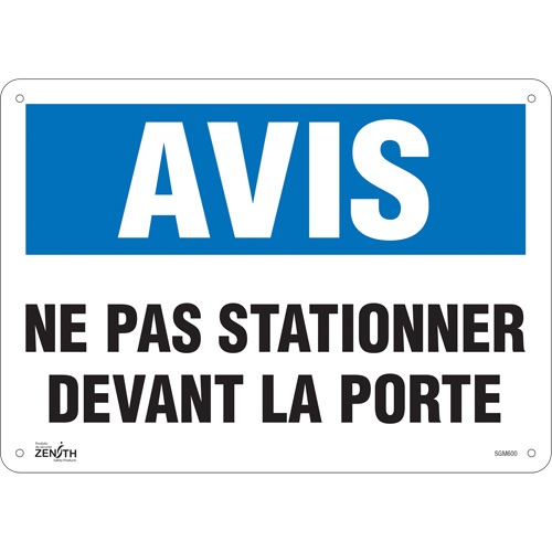 Zenith Safety Products "Ne Pas Stationner" Sign, 10" x 14", Aluminum ...