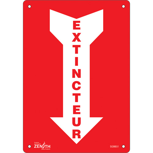 Zenith Safety Products "Extincteur" Arrow Sign, 10" x 7", Aluminum ...