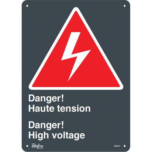 Zenith Safety Products "Haute Tension/High Voltage" Sign, 14" x 10 ...