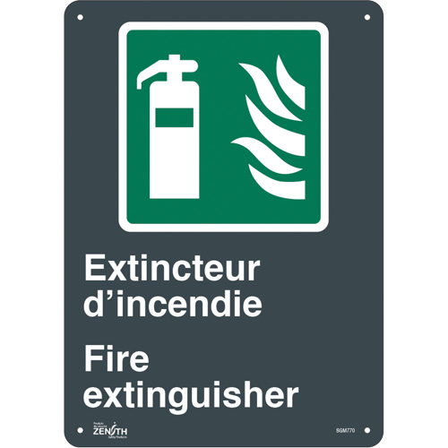Zenith Safety Products "Extincteur D'Incendie/Fire Extinguisher" Sign ...