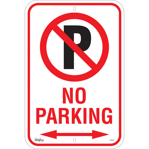 Zenith Safety Products "No Parking" Sign, 18" x 12", Aluminum, English ...