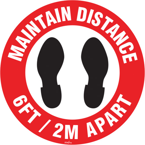 Zenith Safety Products "Maintain Distance" Floor Sign, Adhesive ...