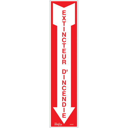 Zenith Safety Products "Extincteur d'incendie" Sign, 4" x 18", Vinyl ...