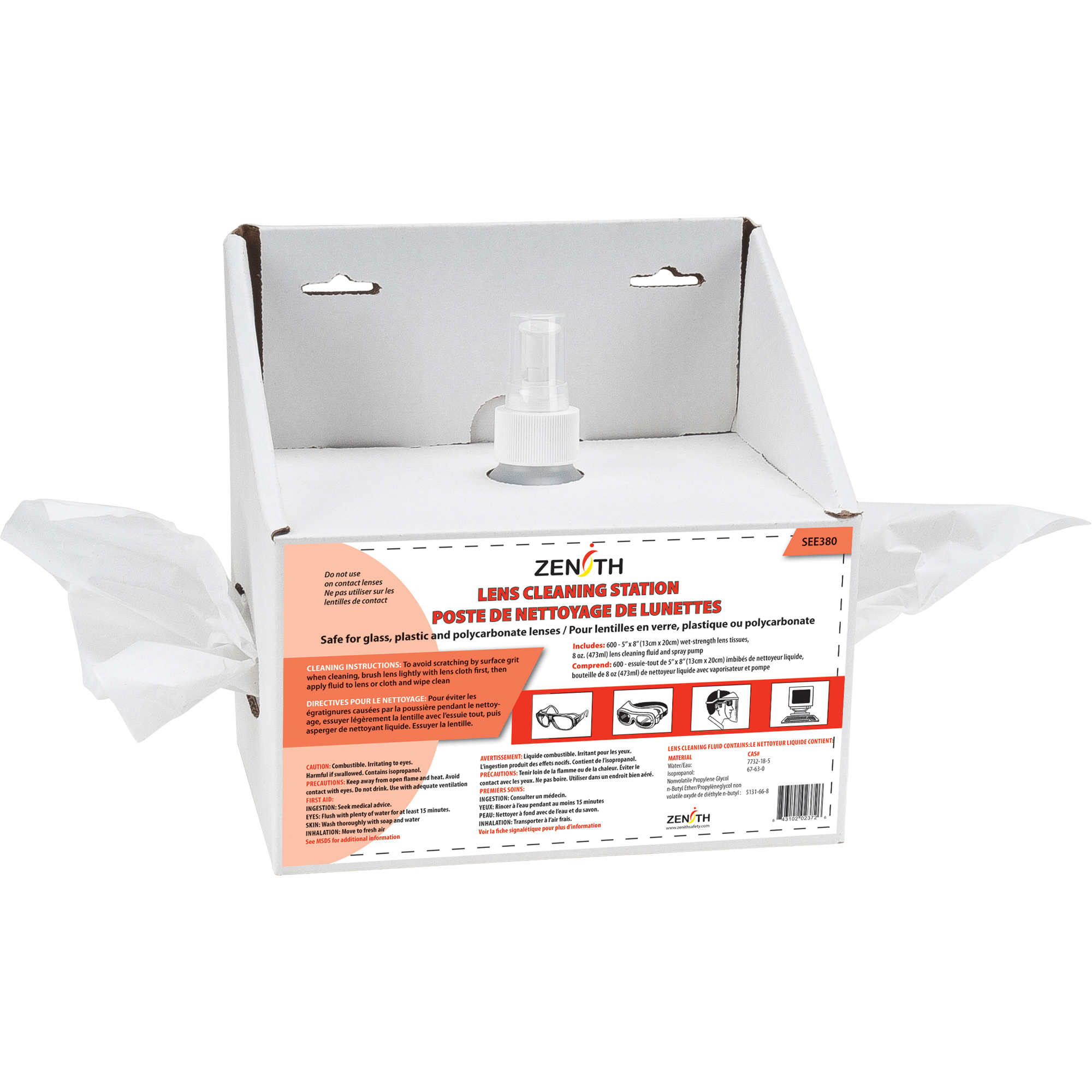 Zenith Safety Products Disposable Lens Cleaning Station, Cardboard, 8 ...