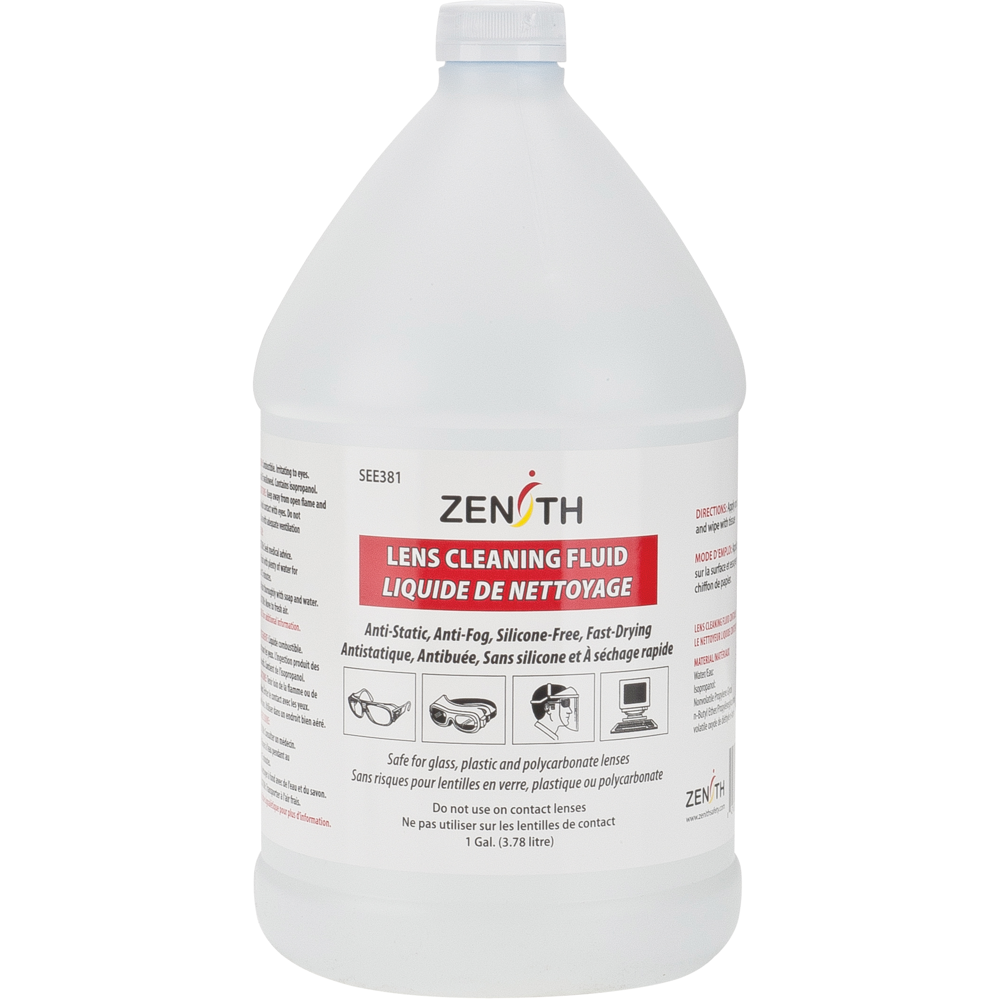 Zenith Safety Products Anti-Fog Lens Cleaner Refill, 3.78 L SEE381 ...