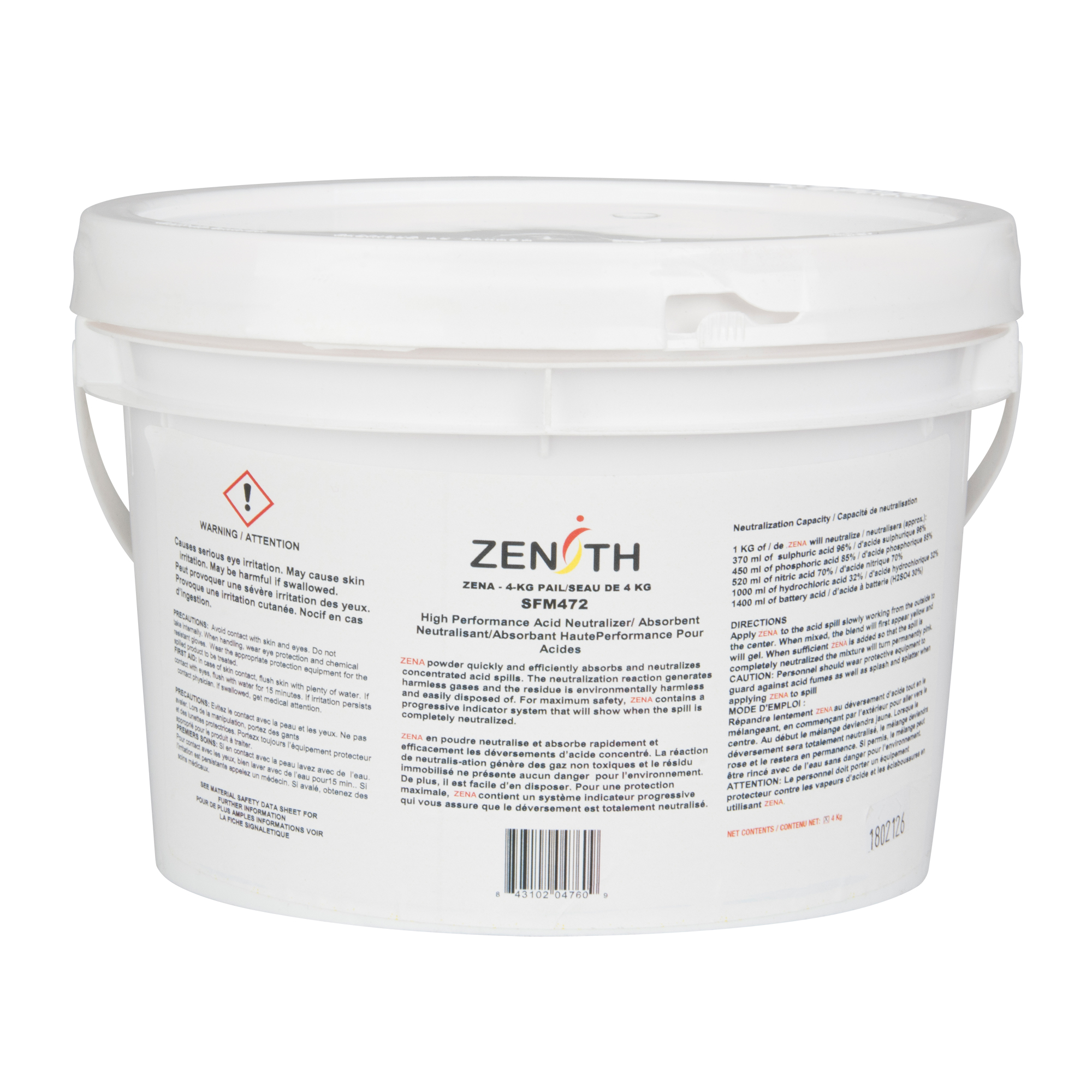 Zenith Safety Products Sorbent Neutraliser, Dry, 4 kg, Acid SFM472 ...