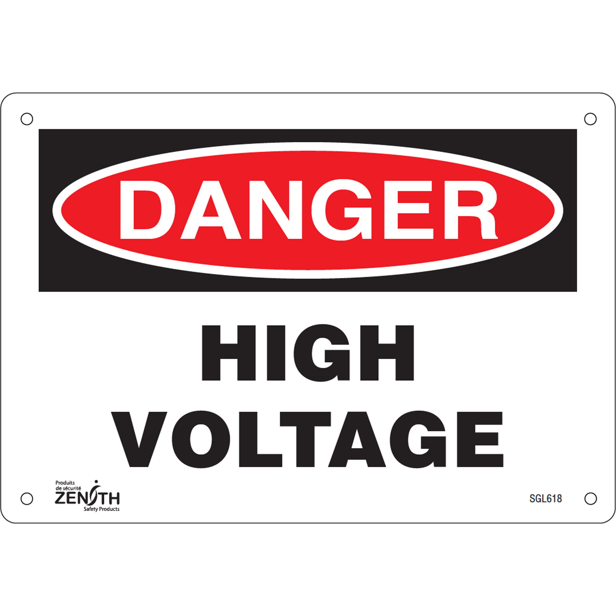Zenith Safety Products "High Voltage" Sign, 7" x 10", Plastic, English ...