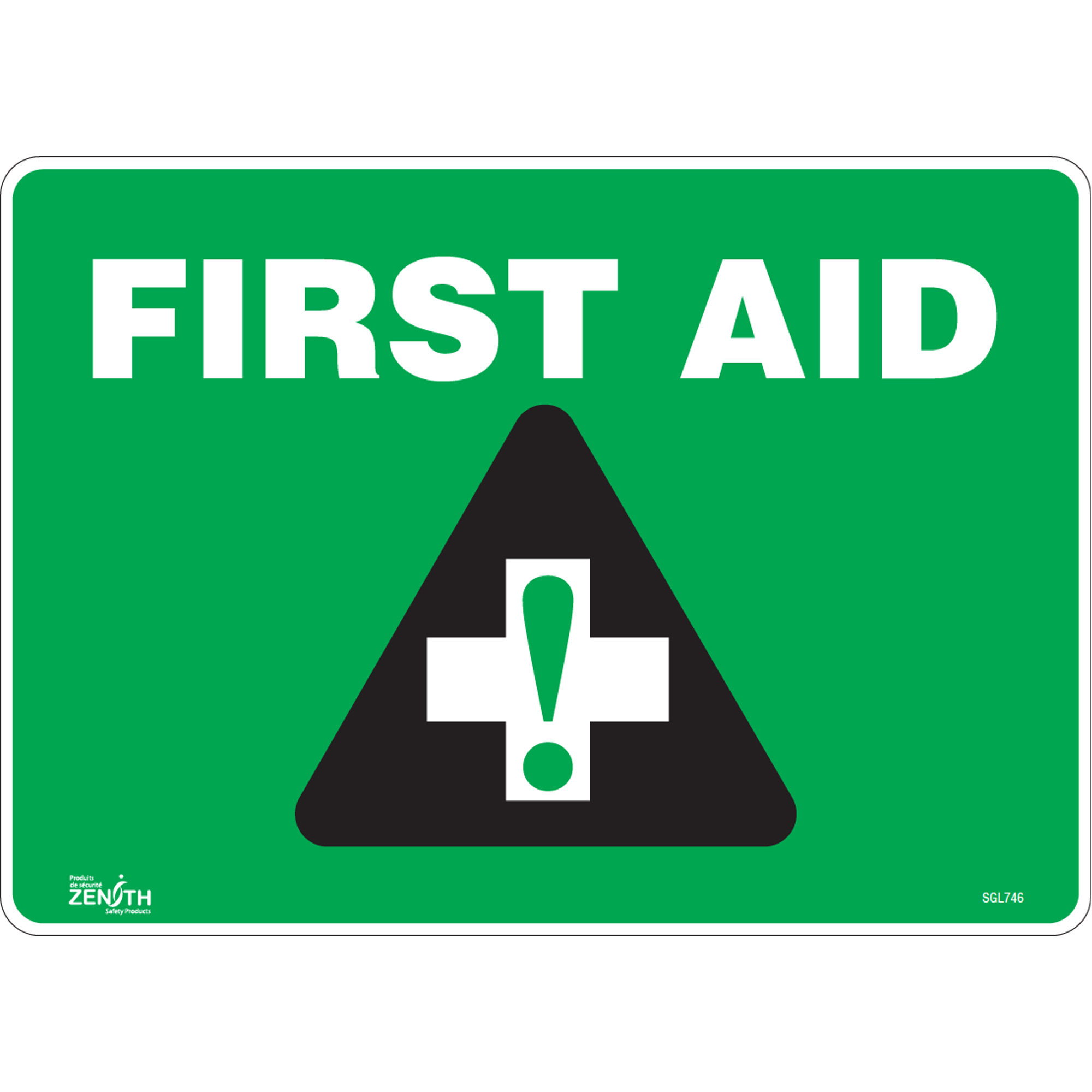 Zenith Safety Products "First Aid" Sign, 10" x 14", Vinyl, English with ...