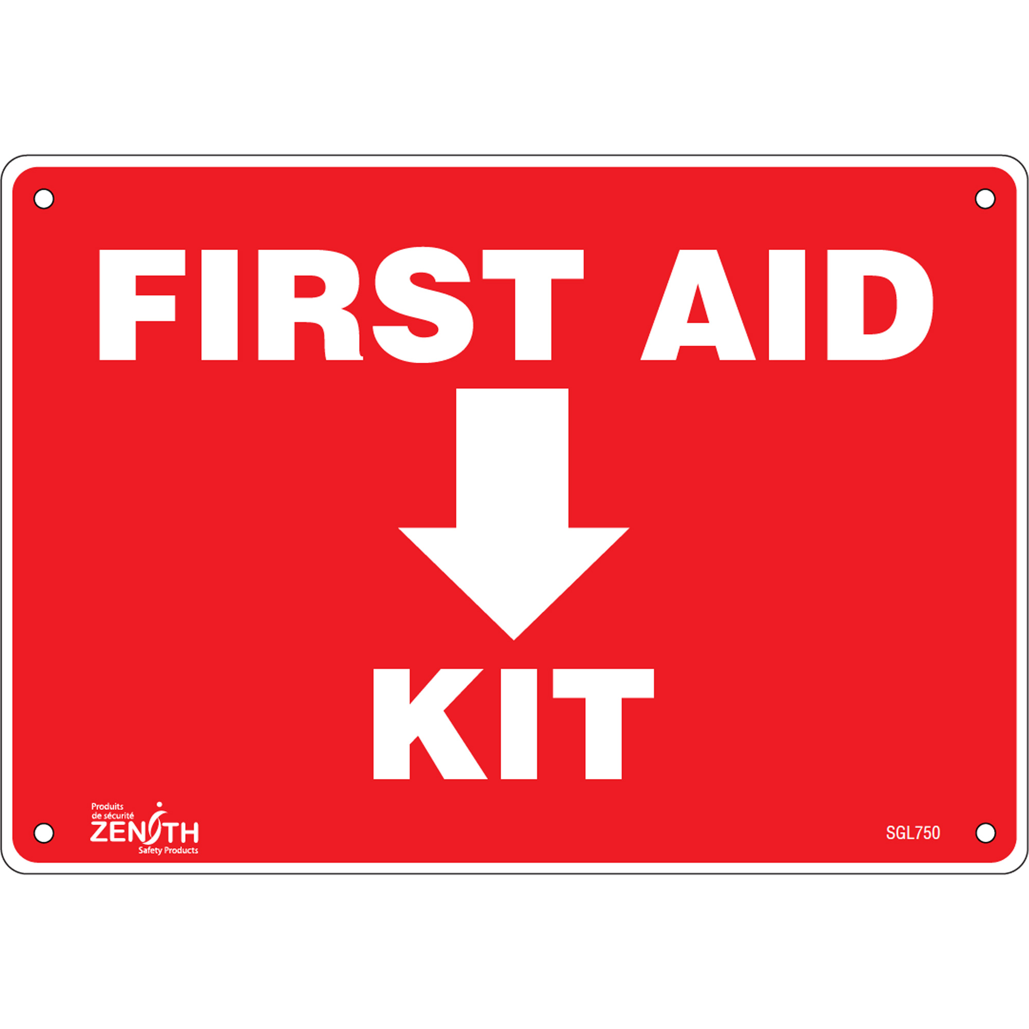 Zenith Safety Products "First Aid Kit" Sign, 7" x 10", Plastic, English ...