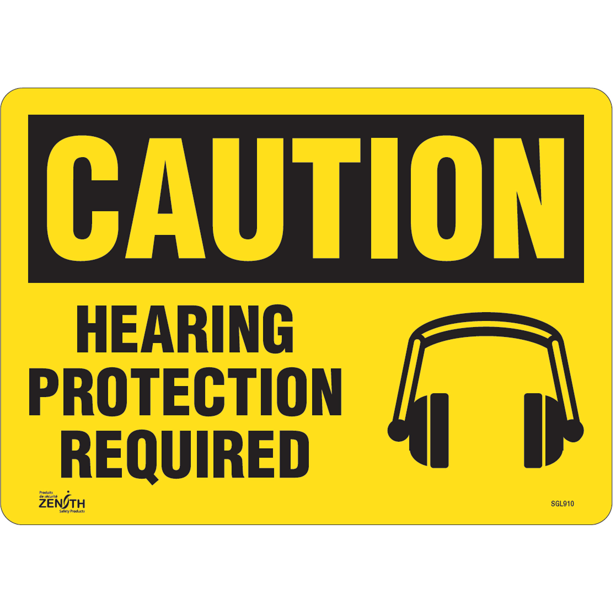 Zenith Safety Products "Hearing Protection Required" Sign, 10" x 14 ...