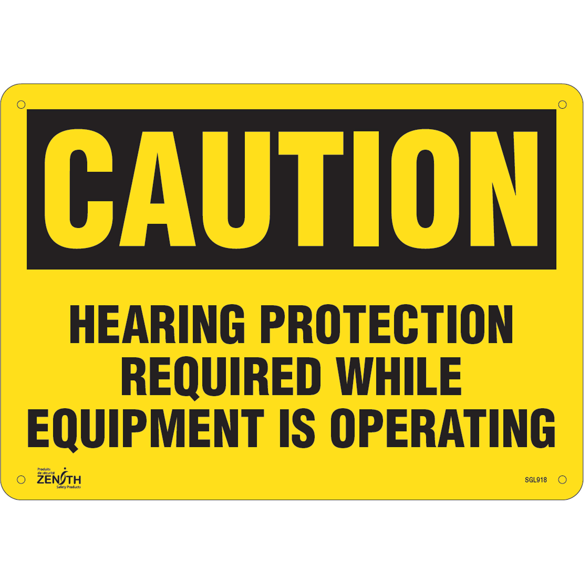 Zenith Safety Products "Hearing Protection Required" Noise Hazard Sign ...