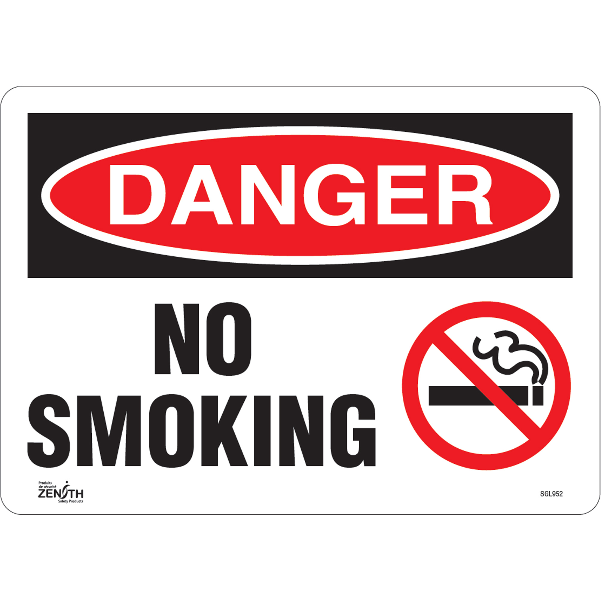 Zenith Safety Products "No Smoking" Sign, 10" x 14", Vinyl, English ...