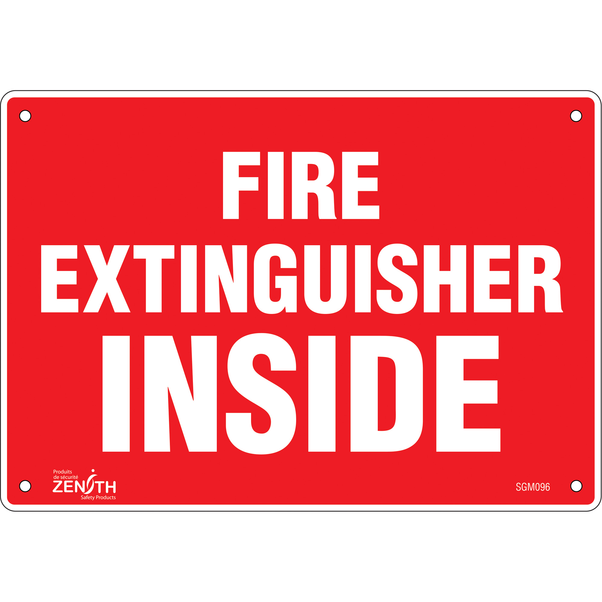 Zenith Safety Products "Fire Extinguisher Inside" Sign, 7" x 10 ...