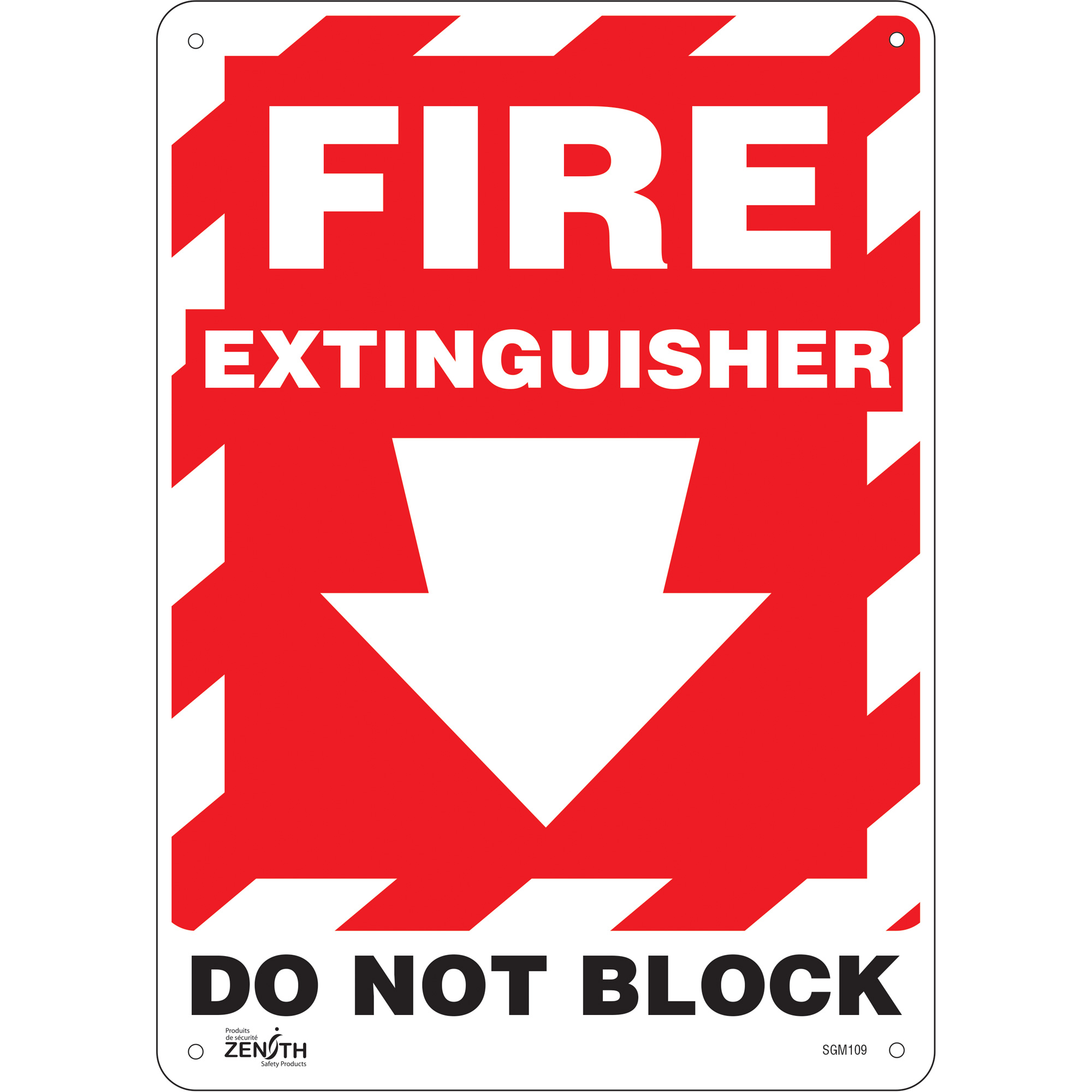 Zenith Safety Products "Fire Extinguisher Do Not Block" with Down Arrow ...