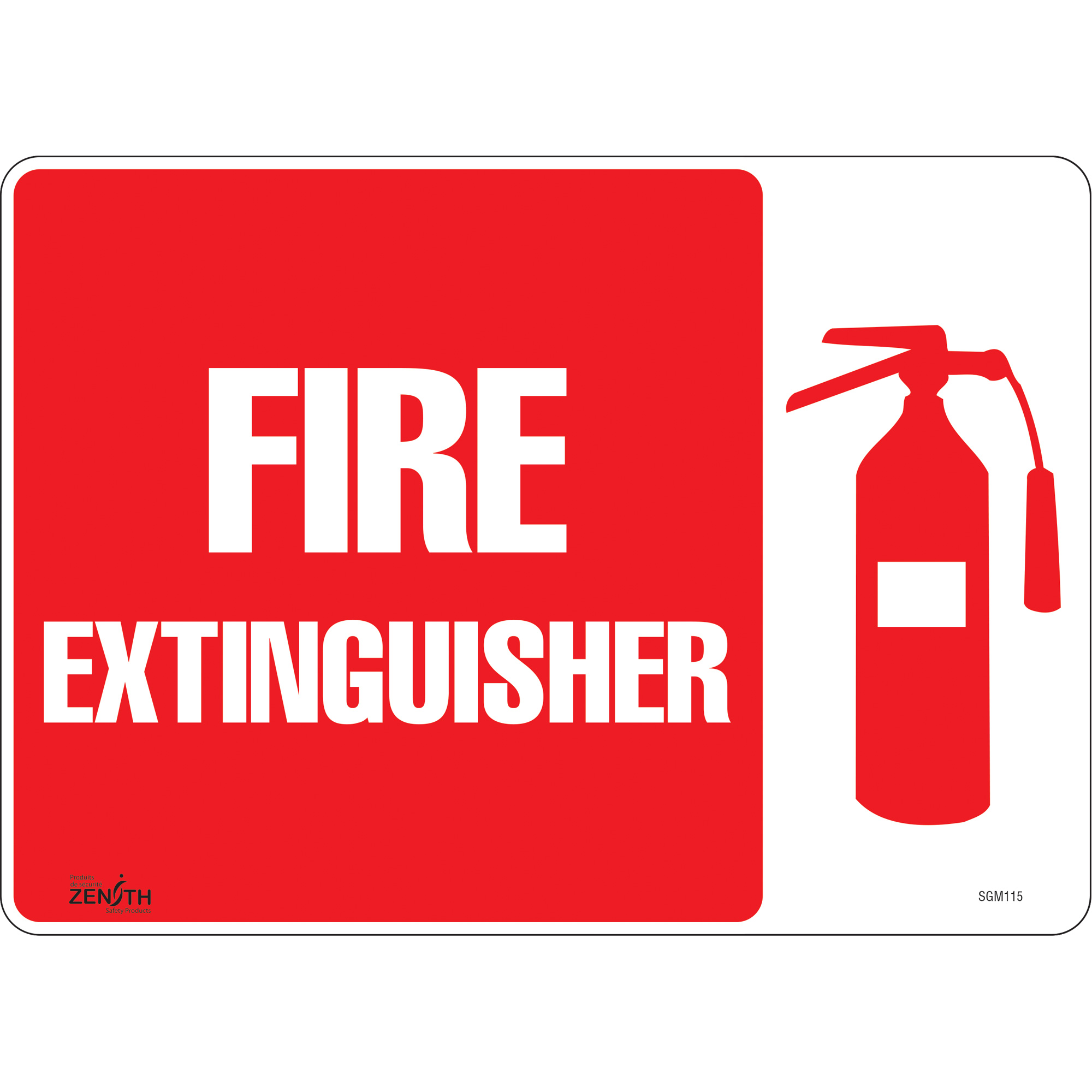 Zenith Safety Products "Fire Extinguisher" Sign, 10" x 14", Vinyl ...