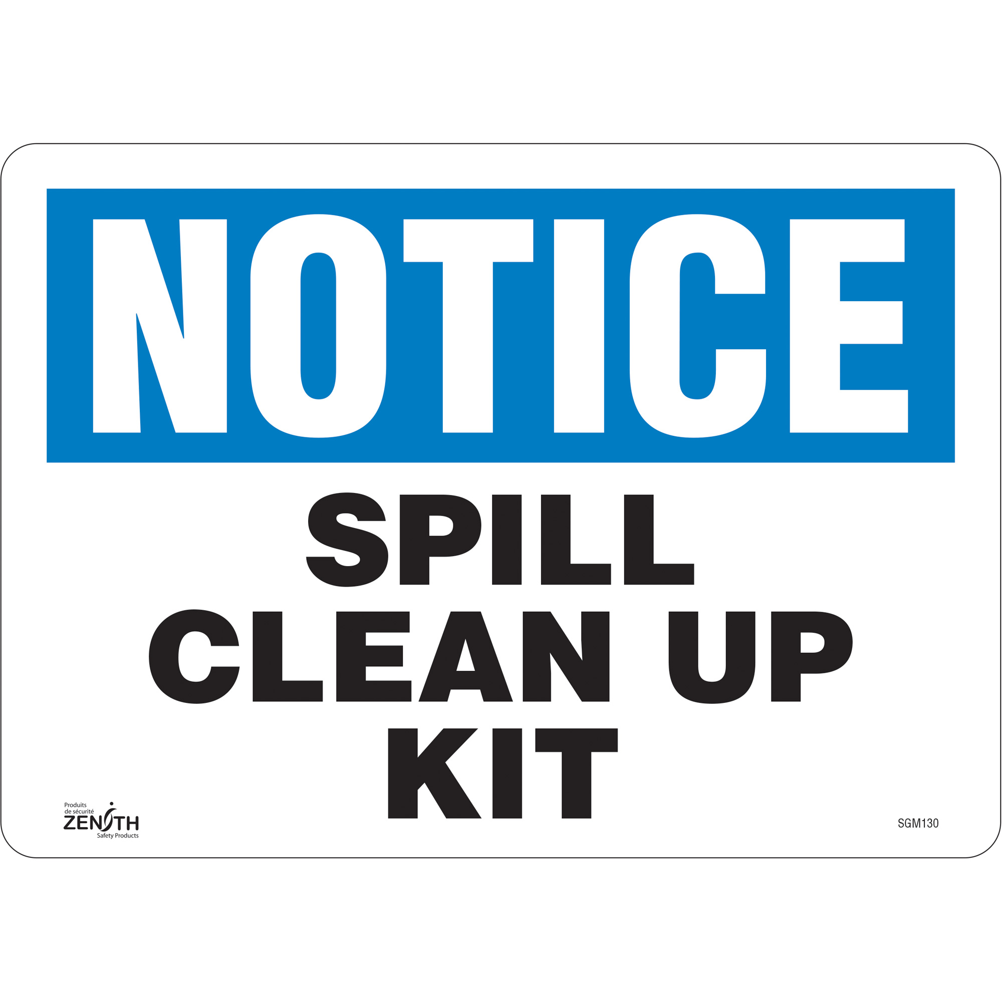 Zenith Safety Products "Spill Clean Up Kit" Sign, 10" x 14", Vinyl ...