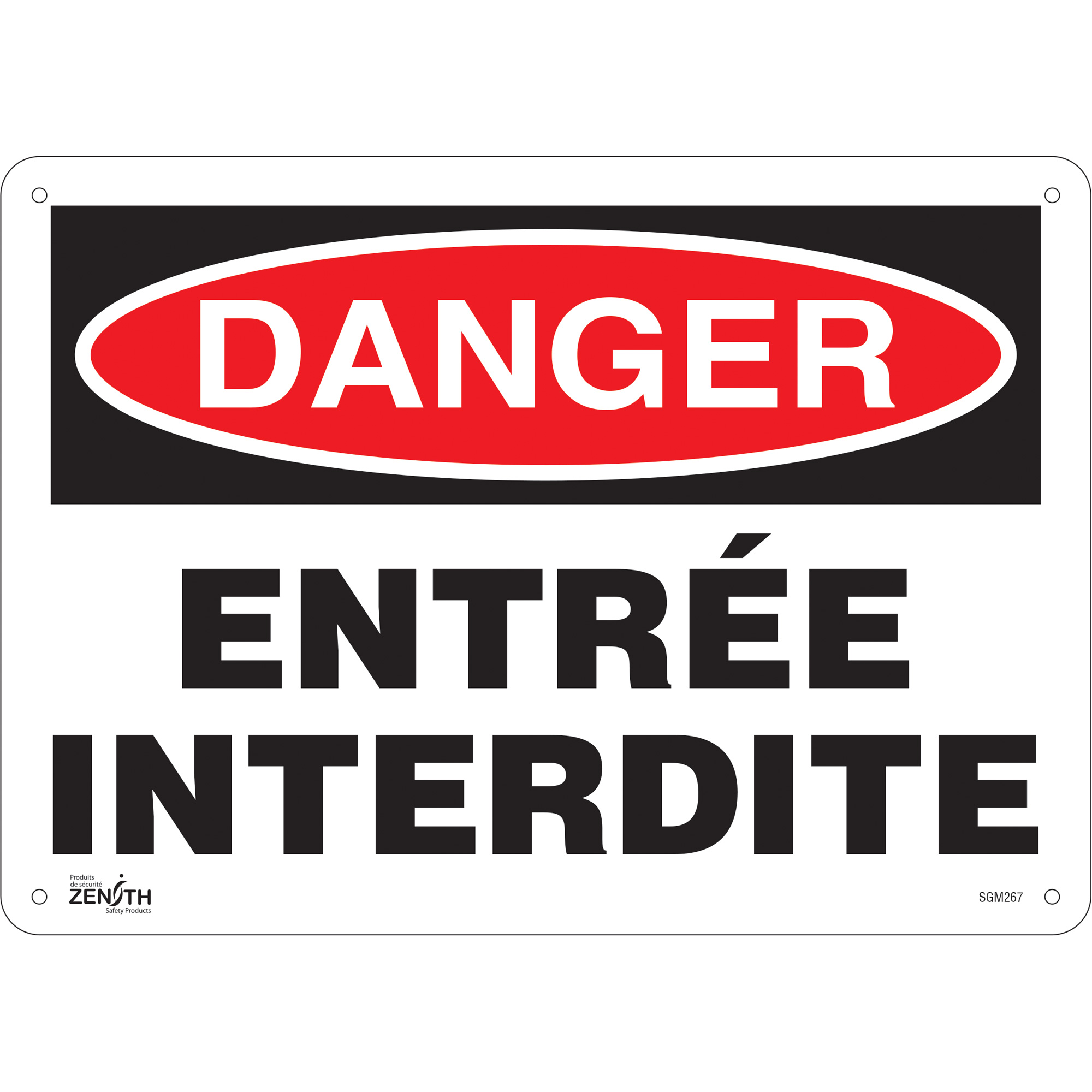 Zenith Safety Products "Entrée Interdite" Sign, 10" x 14", Plastic ...