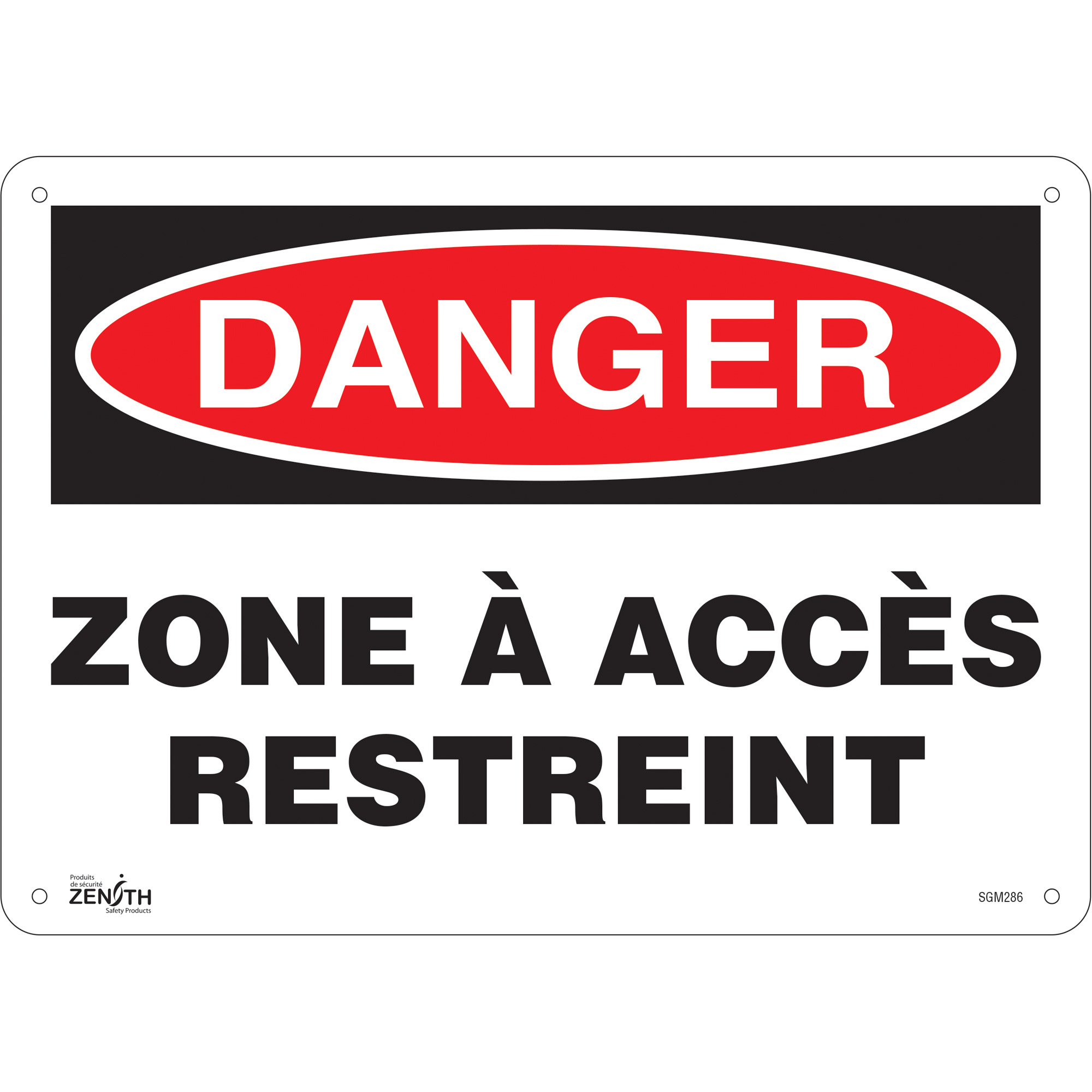 Zenith Safety Products "Zone à Accès Restreint" Sign, 10" x 14 ...