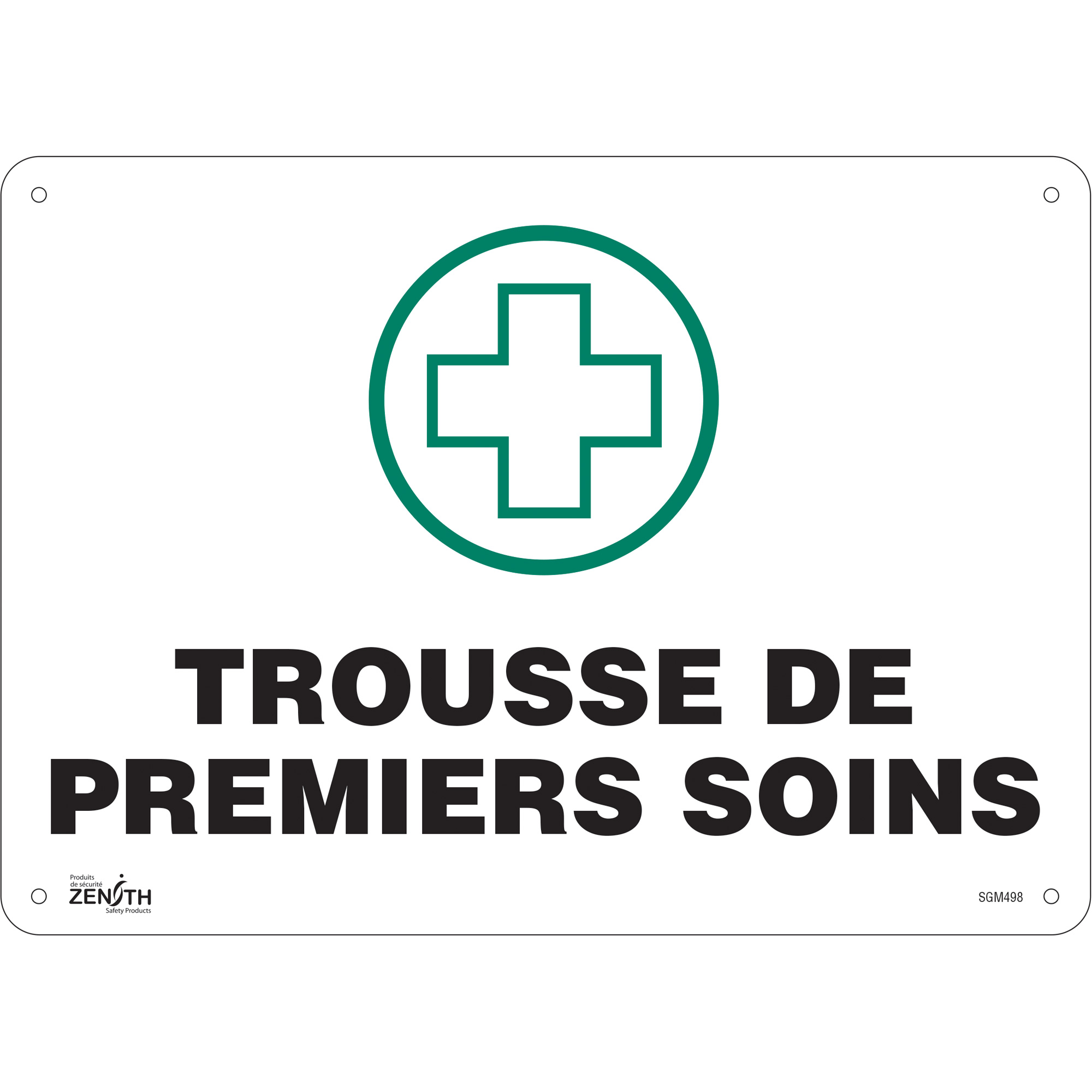 Zenith Safety Products "Premiers Soins" Sign, 10" x 14", Aluminum ...