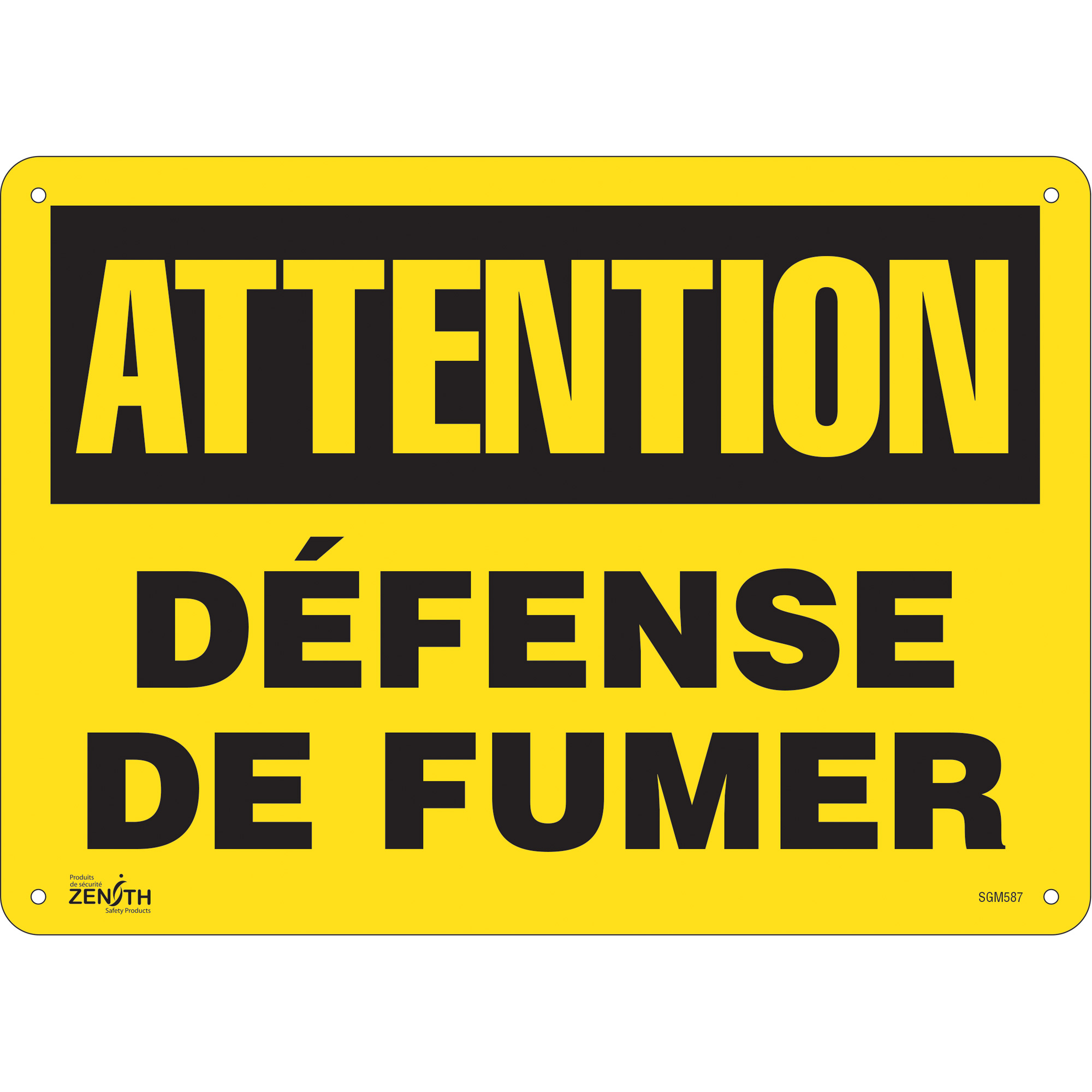 Zenith Safety Products "Défense De Fumer" Sign, 10" x 14", Plastic ...