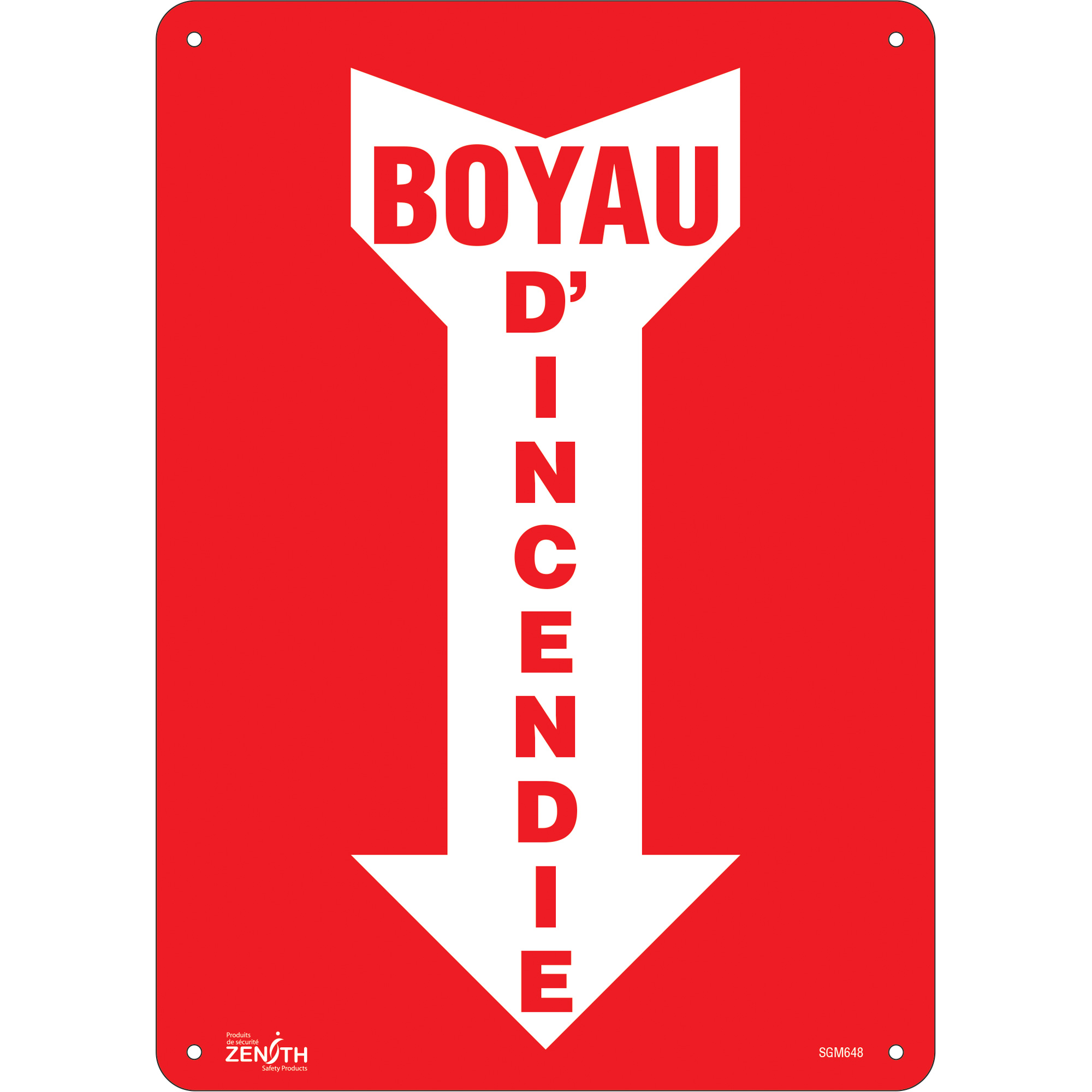 Zenith Safety Products "Boyau D'Incendie" Arrow Sign, 14" x 10 ...