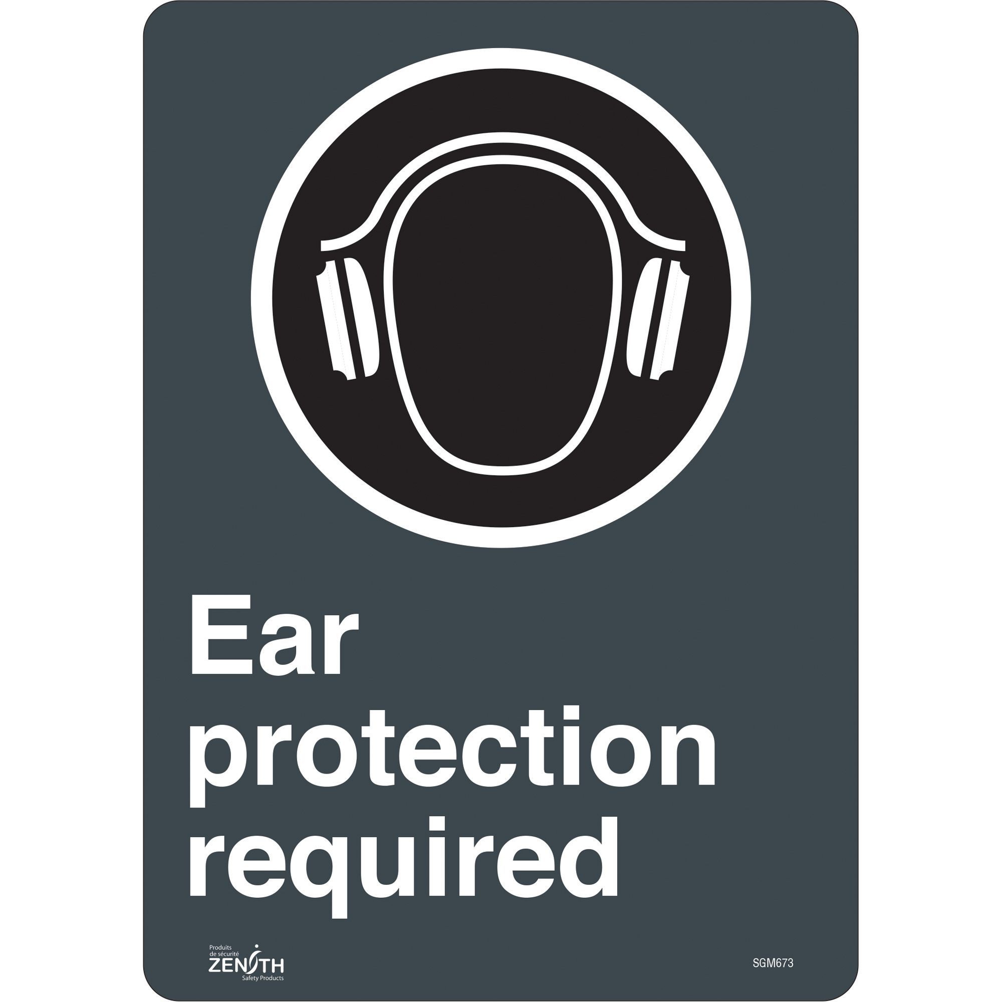 Zenith Safety Products "Ear Protection Required" Sign, 14" x 10", Vinyl ...