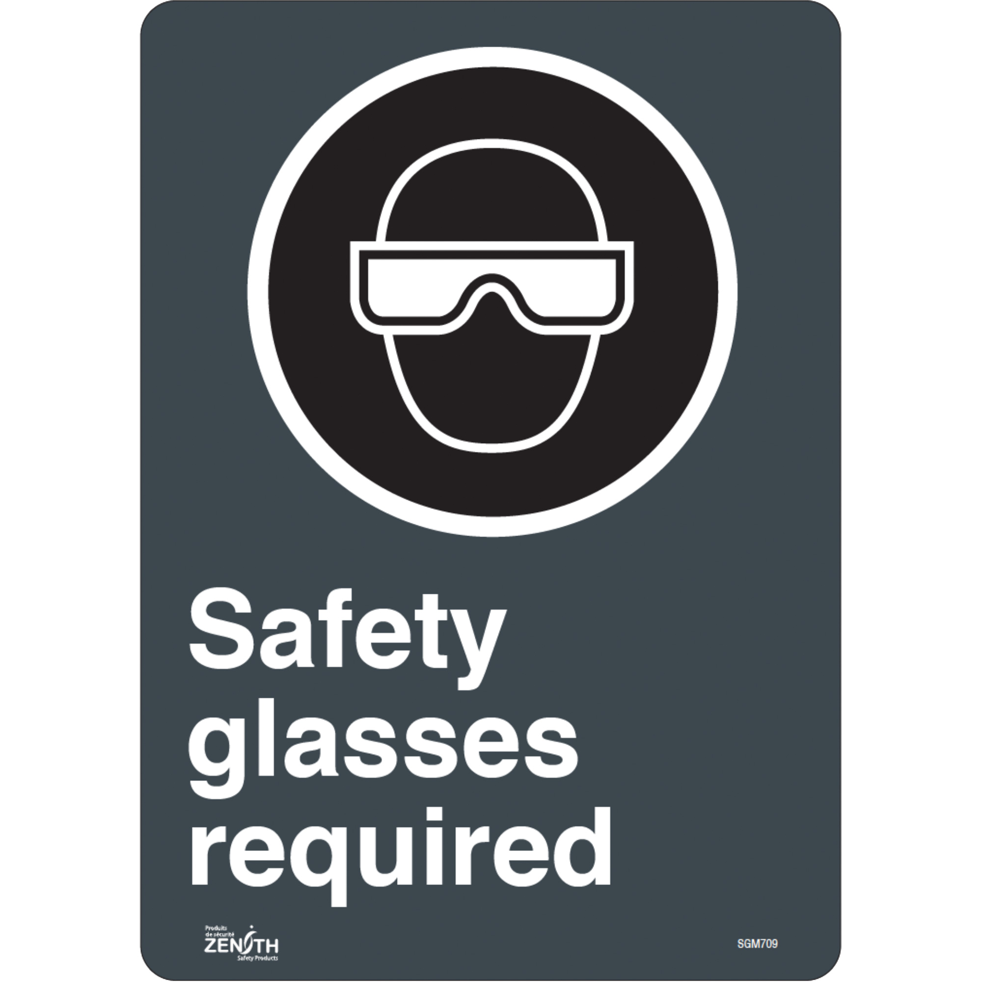 Zenith Safety Products "Safety Glasses Required" Sign, 14" x 10", Vinyl ...