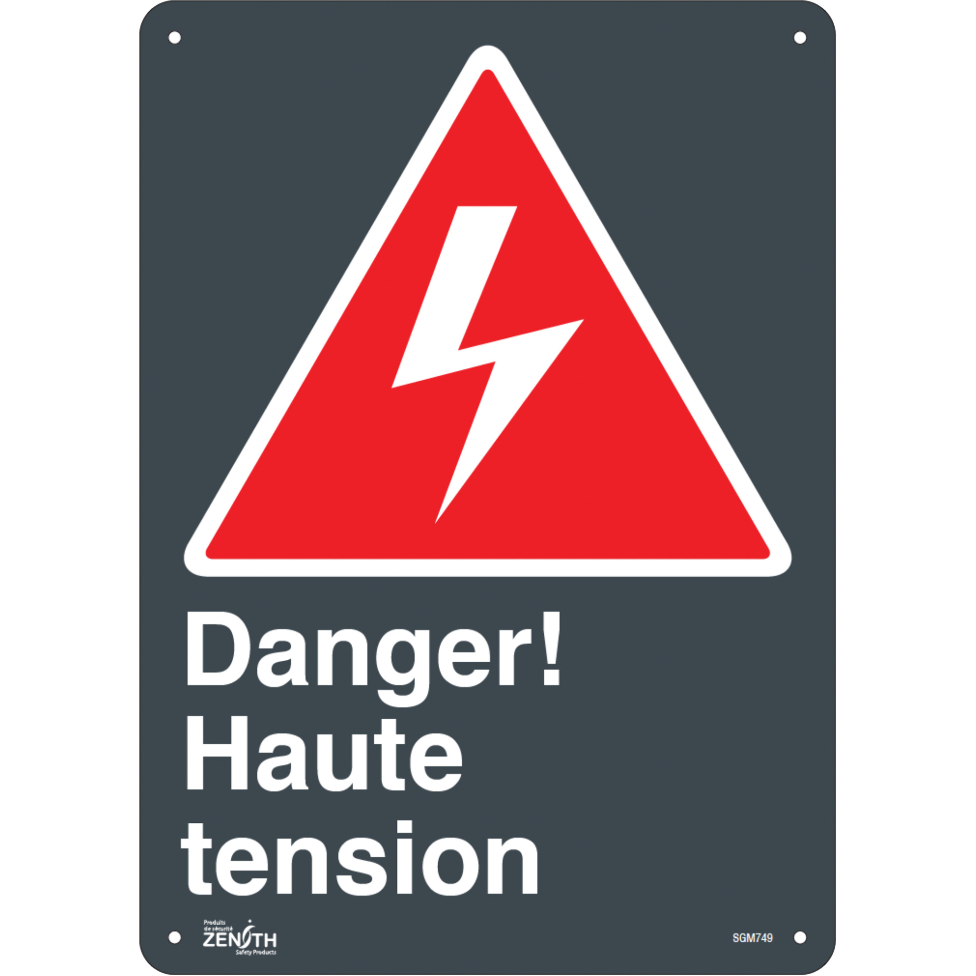 Zenith Safety Products "Haute Tension" Sign, 14" x 10", Plastic, French ...