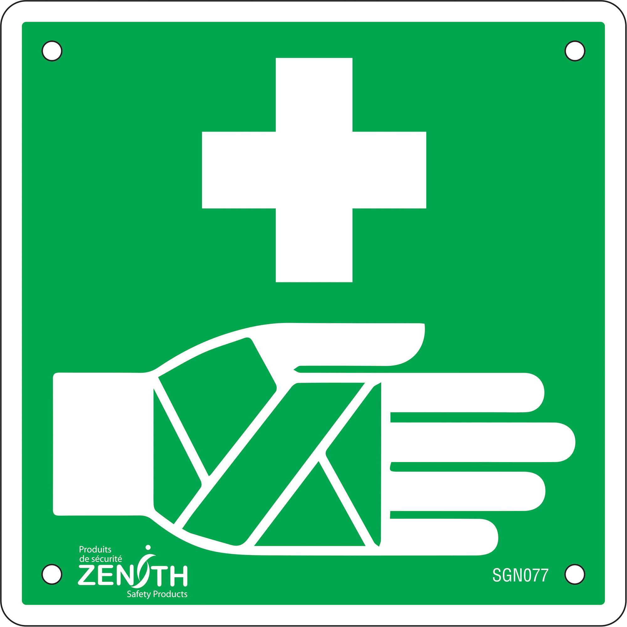 Zenith Safety Products First Aid CSA Standard Safety Sign, 6" x 6 ...