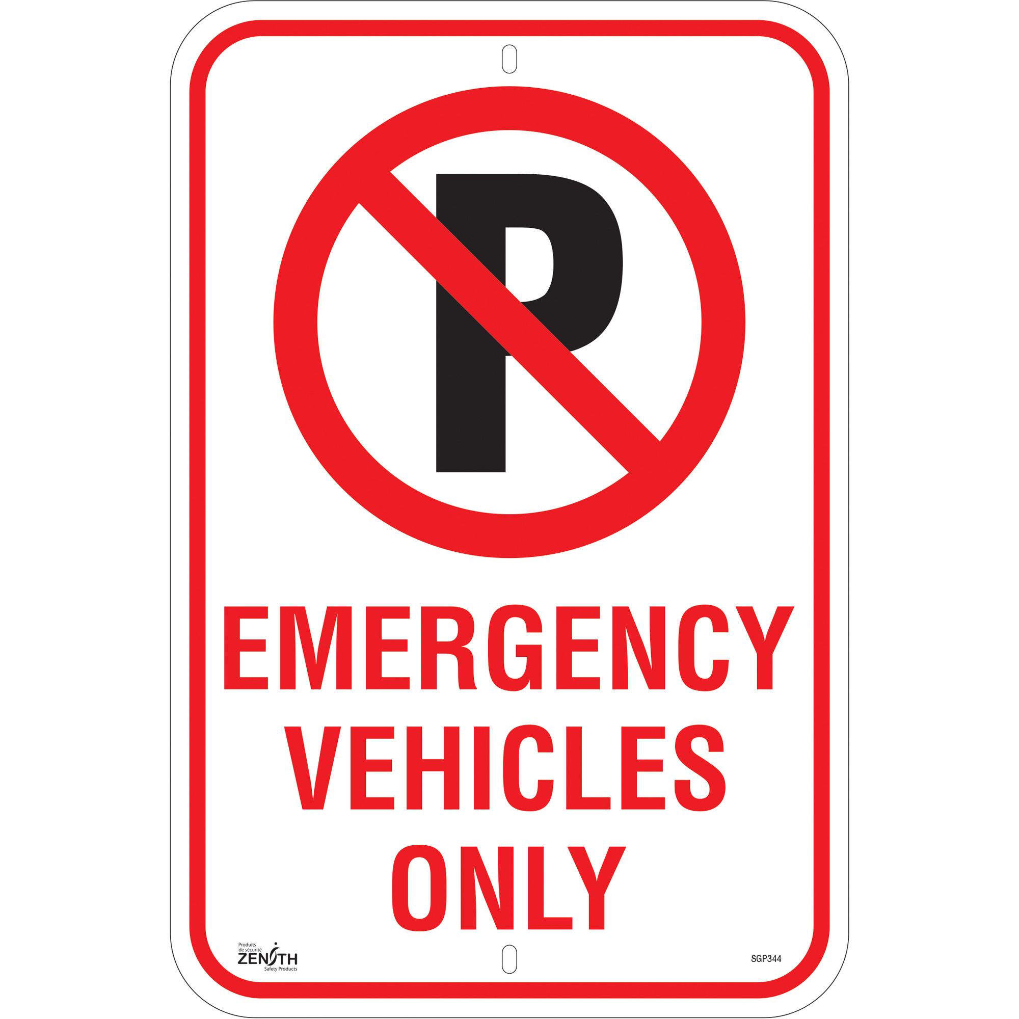 Zenith Safety Products No Parking "Emergency Vehicles Only" Sign, 18" x ...