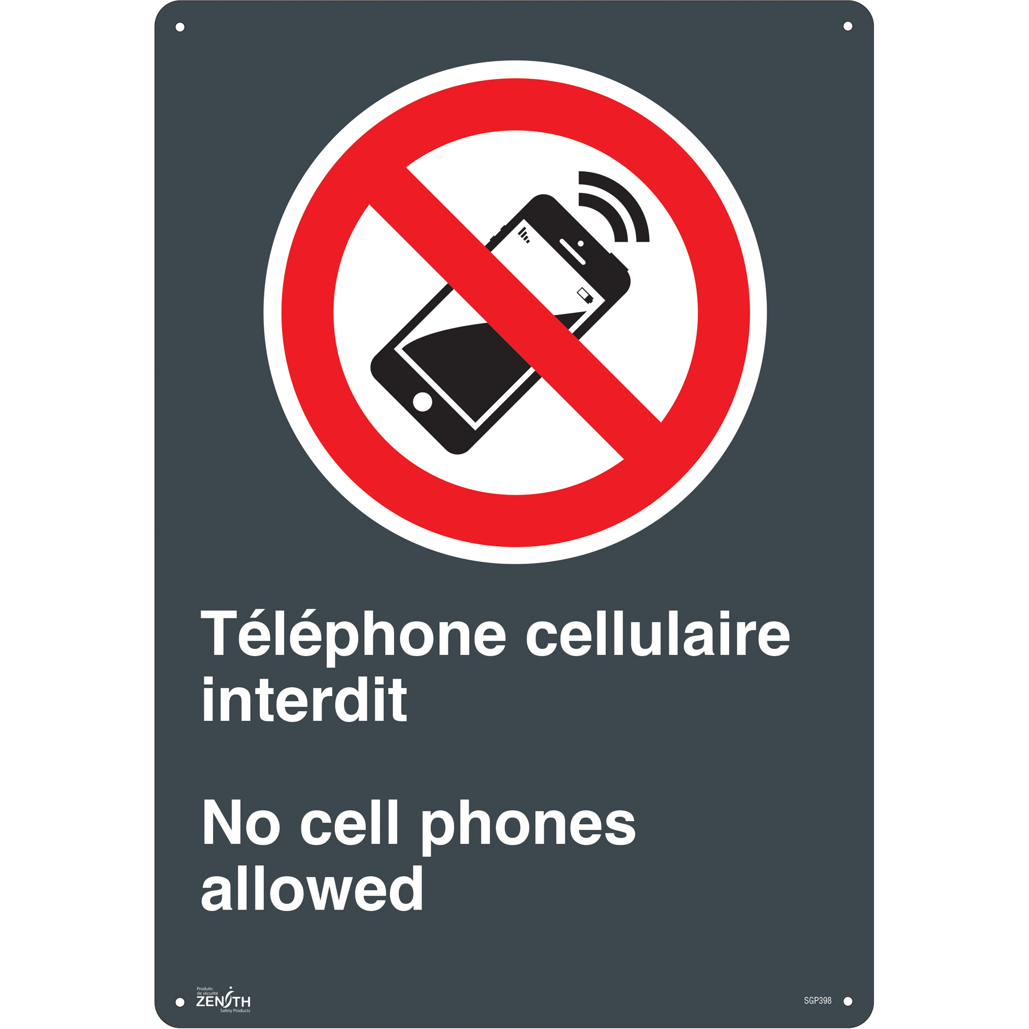 Zenith Safety Products "Téléphone cellulaire interdit /No Cell Phones ...