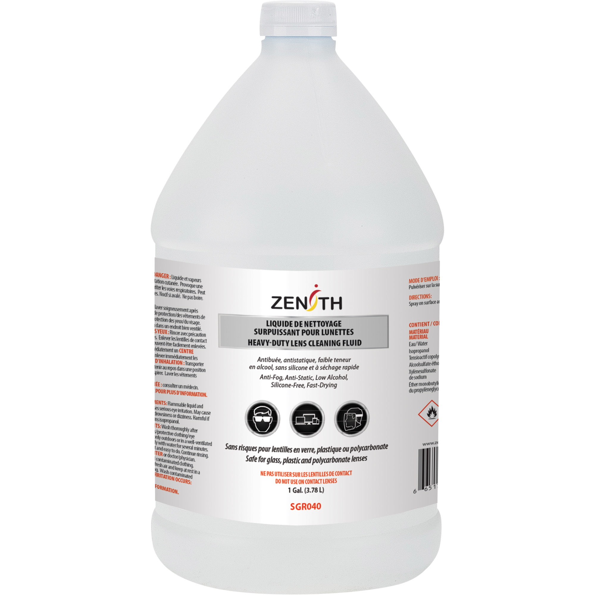 Zenith Safety Products Anti-Fog Premium Lens Cleaner, 3.78 L SGR040 ...
