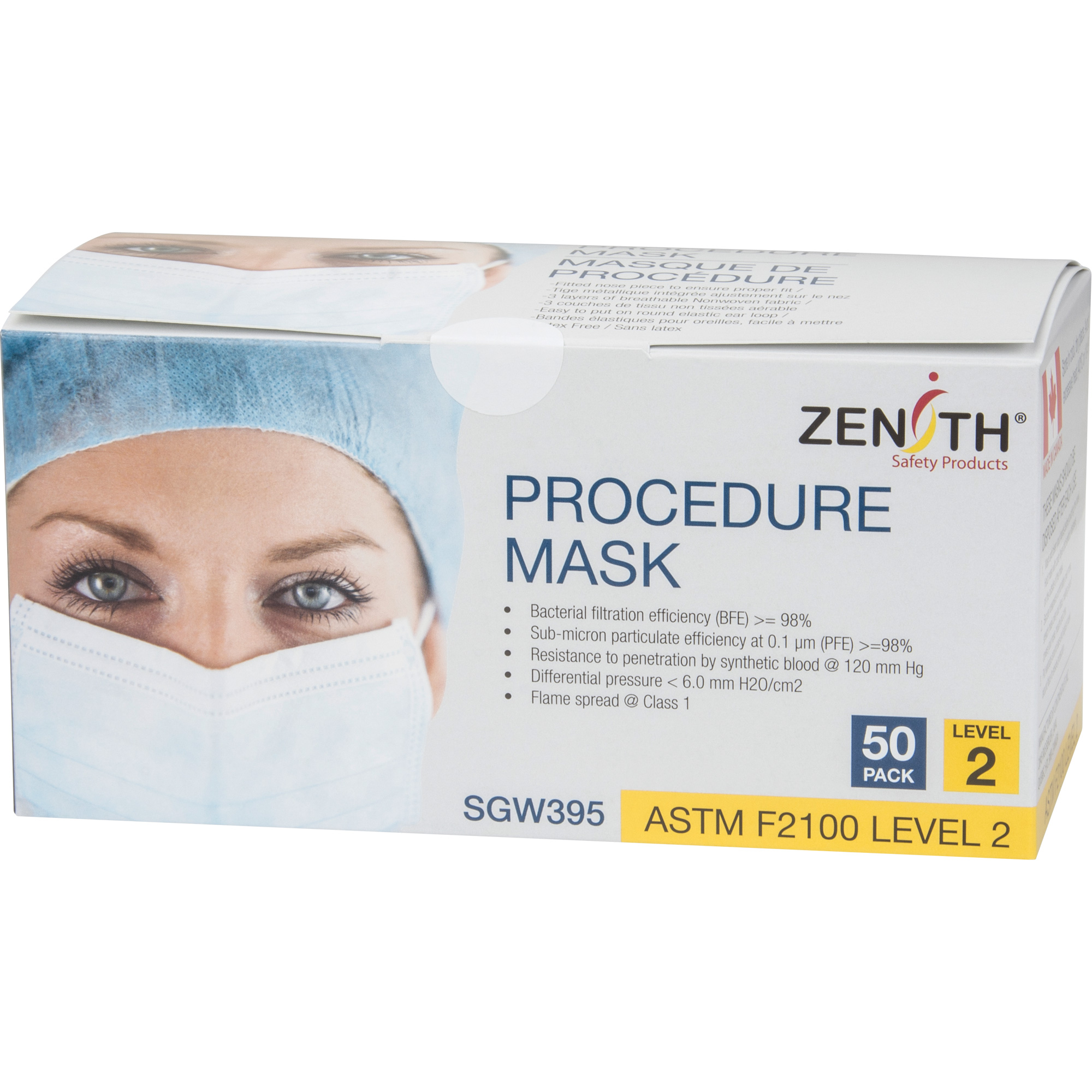 Zenith Safety Products Disposable Procedure Face Masks, ASTM F2100 ...
