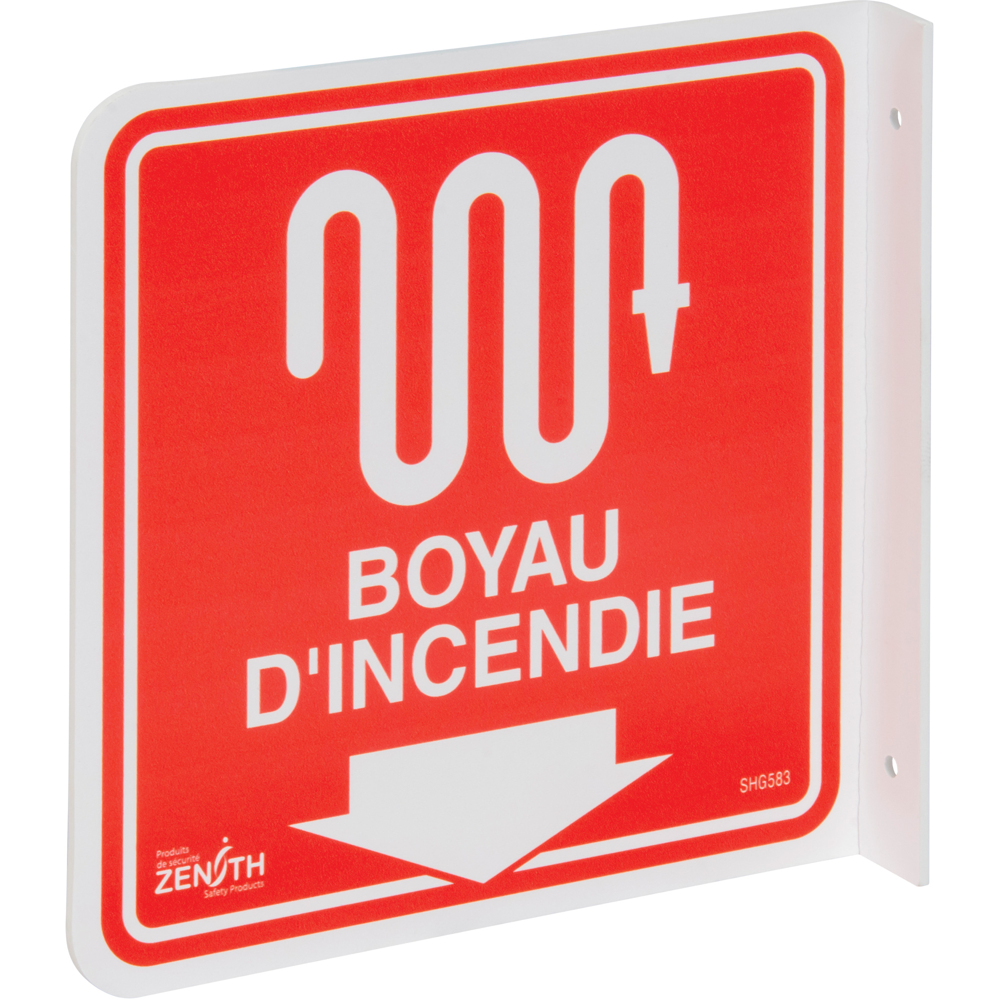 Produits de sécurité Zenith Enseigne à projection sur 90° Boyau d ...