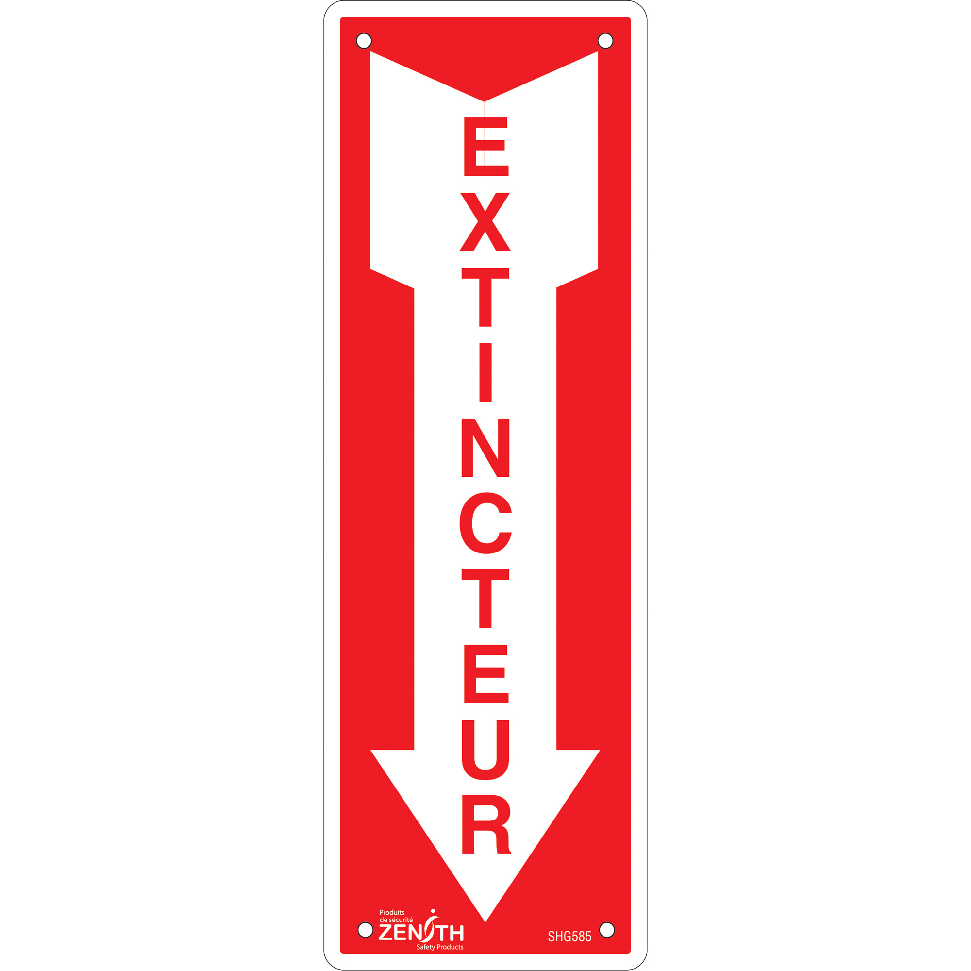 Zenith Safety Products "Extincteur" Sign, 12" x 4", Plastic, French ...
