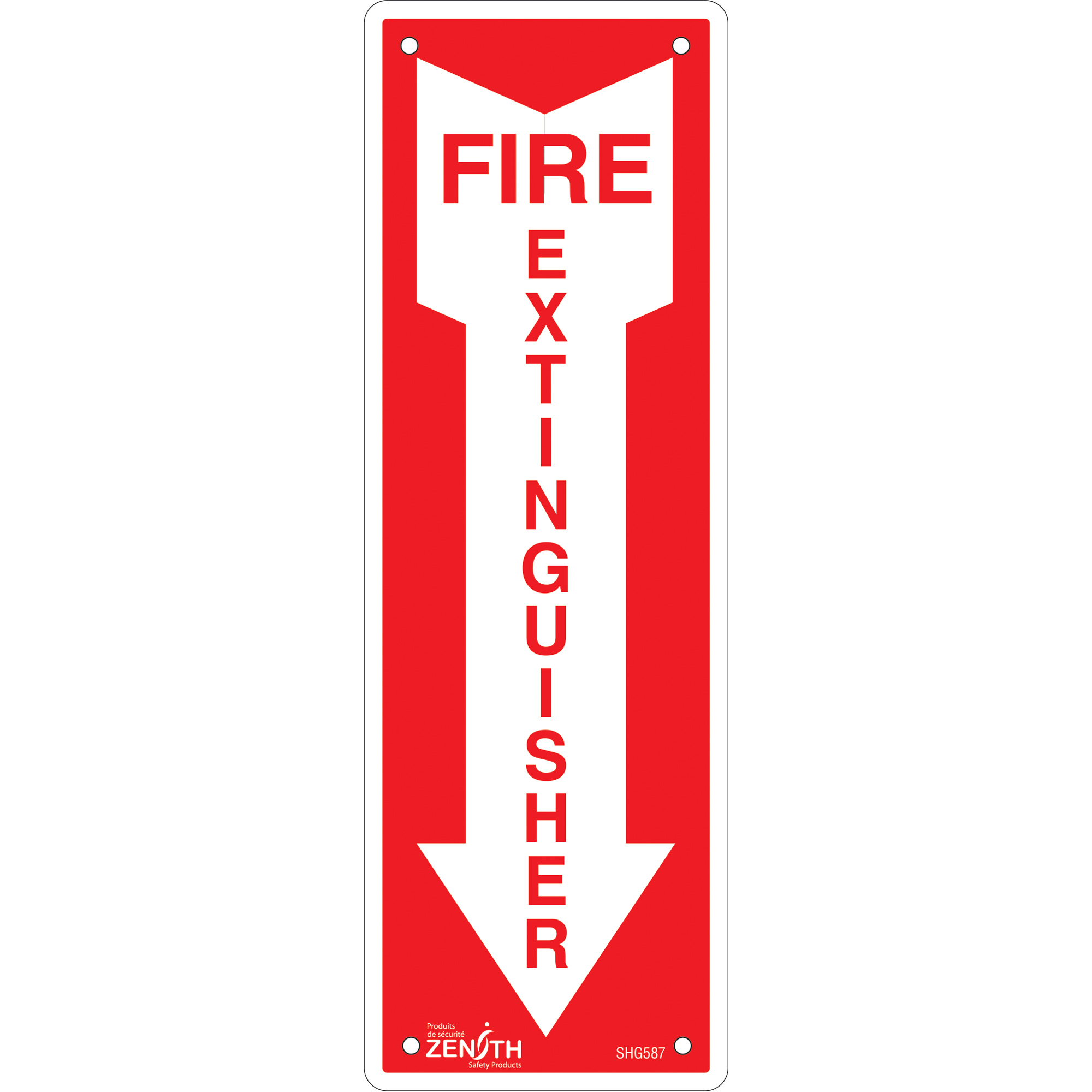 Zenith Safety Products "Fire Extinguisher" Sign, 12" x 4", Aluminum ...