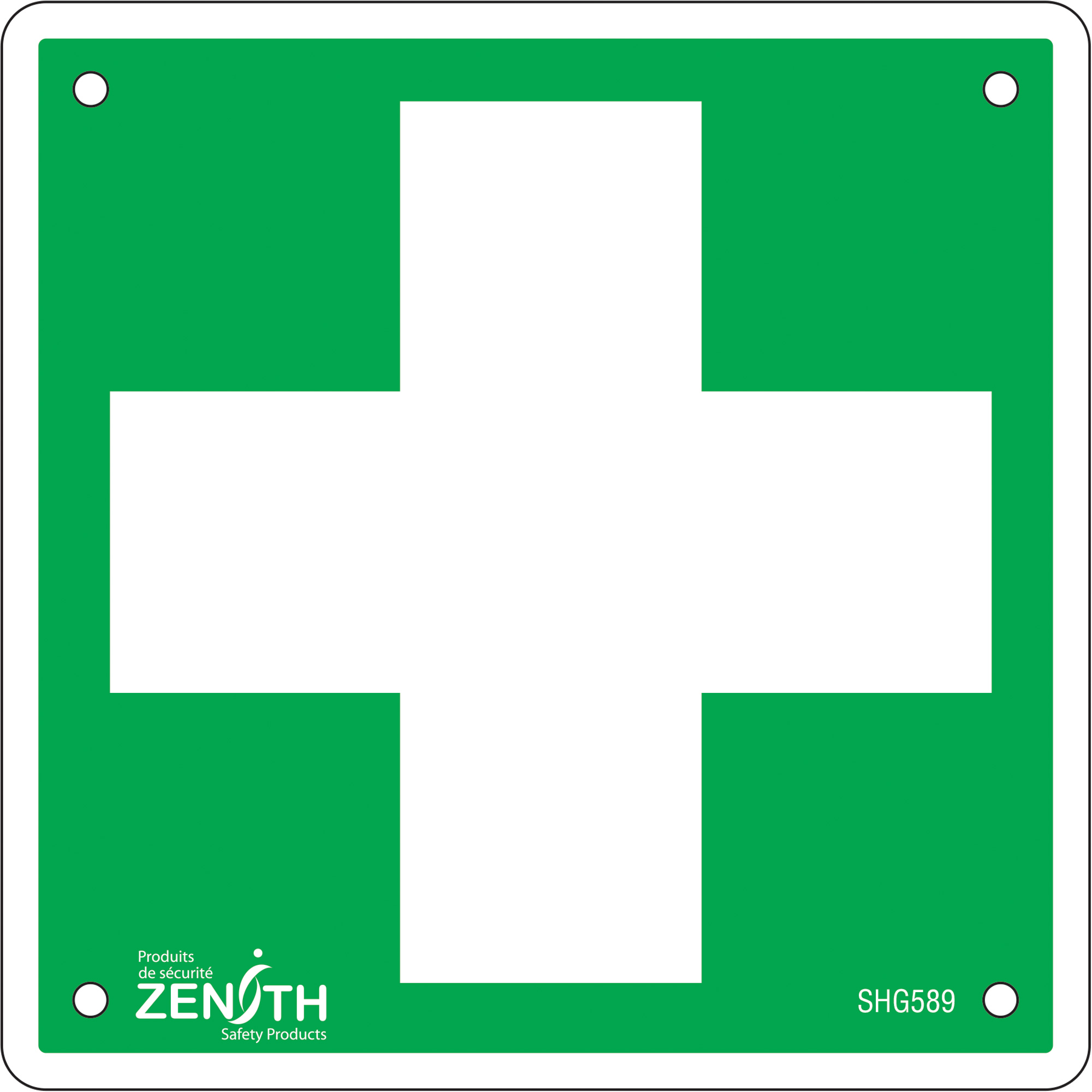 Zenith Safety Products First Aid Sign, 6" x 6", Aluminum, Pictogram ...