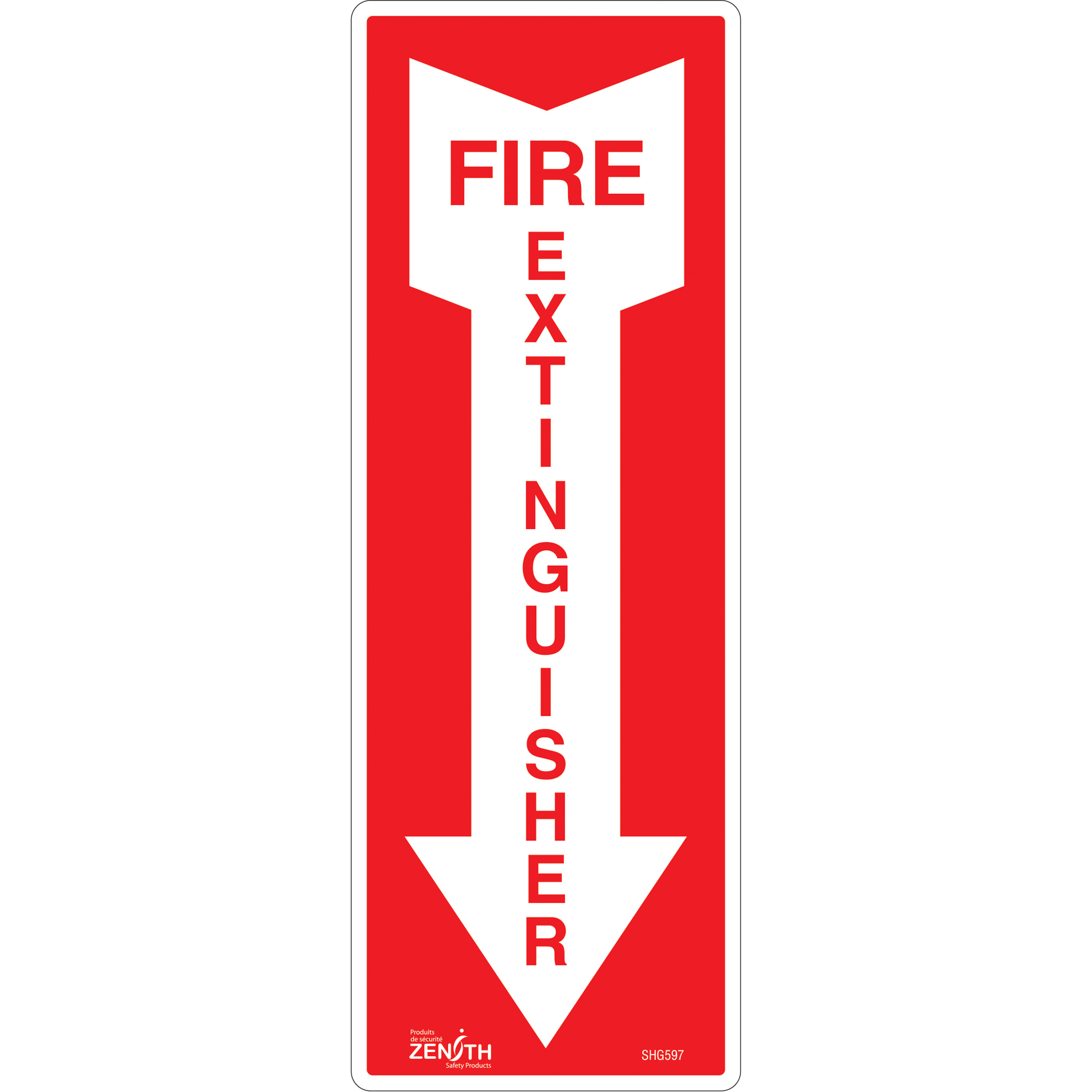 Zenith Safety Products "Fire Extinguisher" Sign, 5" x 14", Vinyl ...